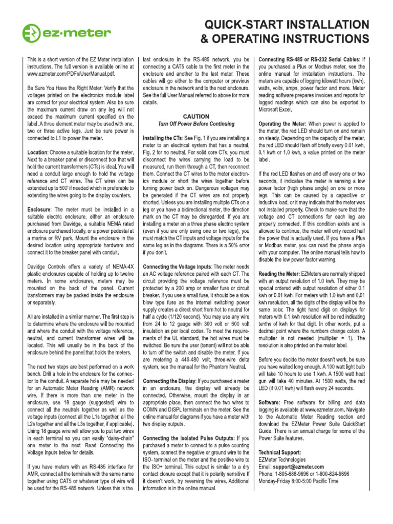 EZMeter DIAGRAMA INSTALACION | PDF