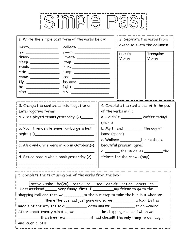 Simple Past Tense Verb Worksheet | PDF