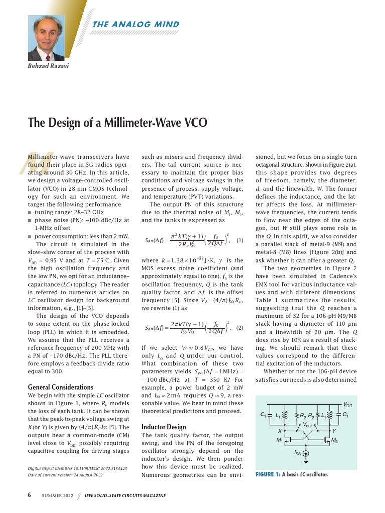 The Design of a Millimeter-Wave VCO the Analog Mind | PDF | Electronic Oscillator | Capacitor
