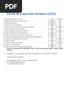 GDS Escala de Depressao Geriatrica | PDF | Depressão