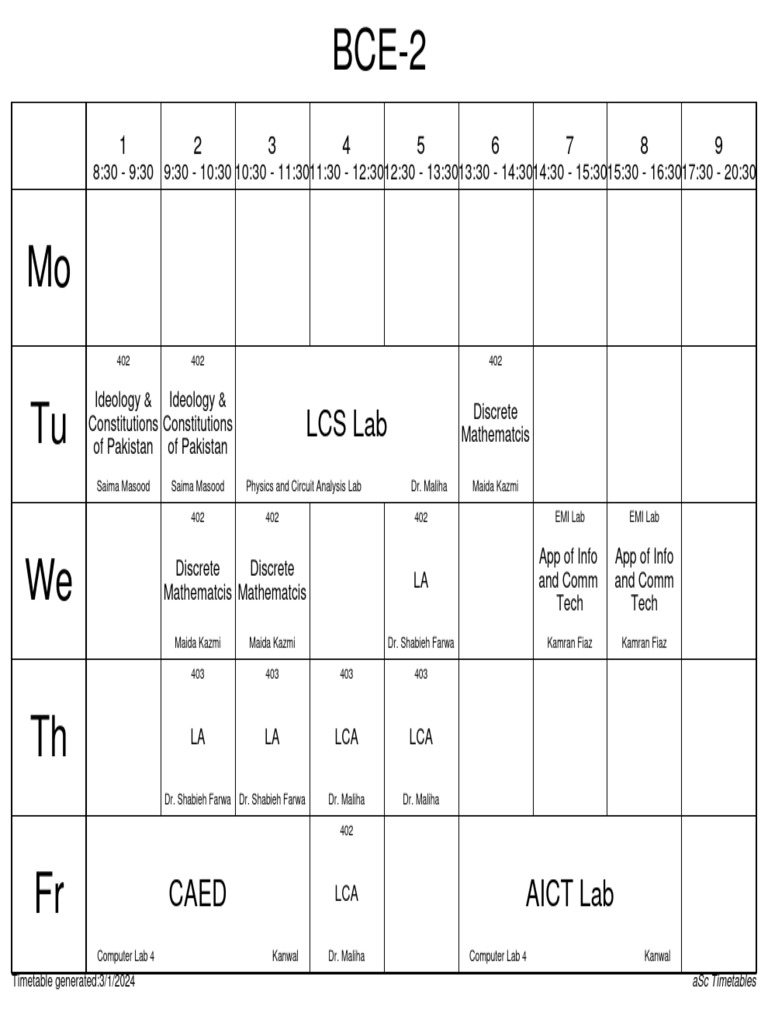 2024 Academic Timetable Overview | PDF | Electronic Engineering ...