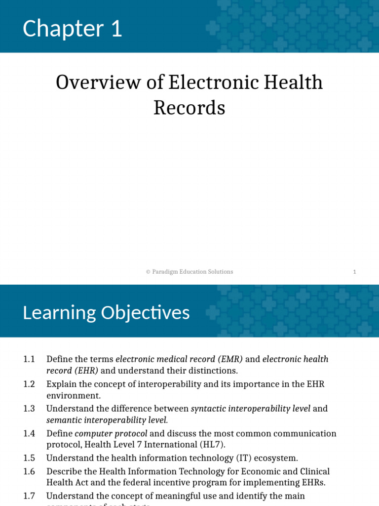 EHR3e Chapter01 PPT | PDF | Electronic Health Record | Health Informatics