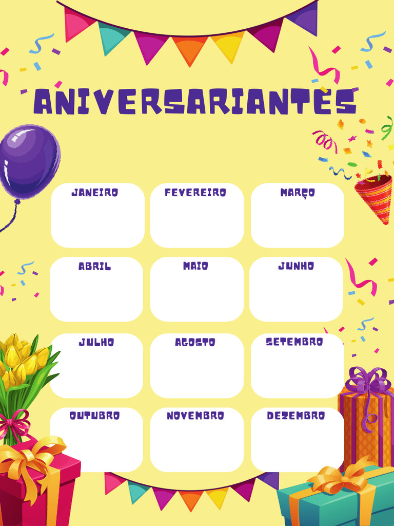 Yellow Purple Illustrative Birthdays Classroom Poster - 20250215 ...