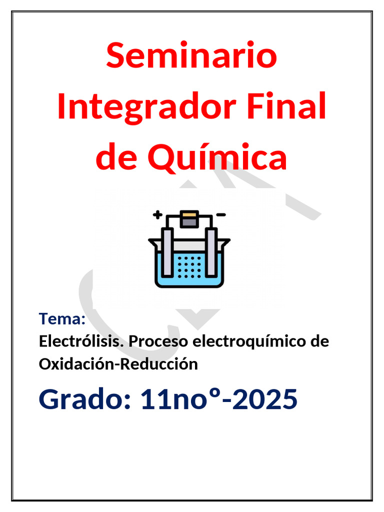 SIF Química 11noº Electrólisis | PDF | Redox | Electrodo