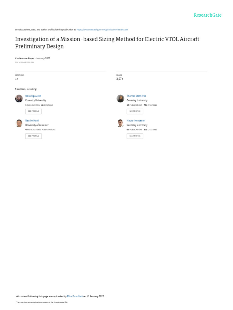 FINAL Investigation of A Mission-Based Sizing Method For Electric ...