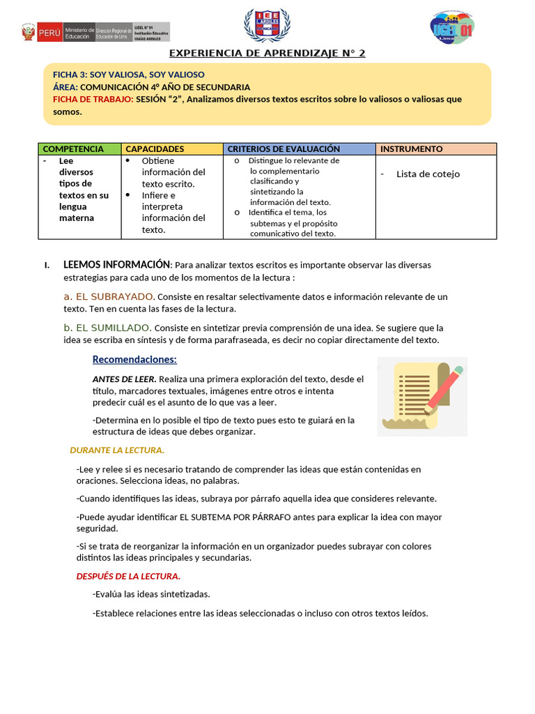 4° FICHA y SESIÒN 2 # COMU | PDF