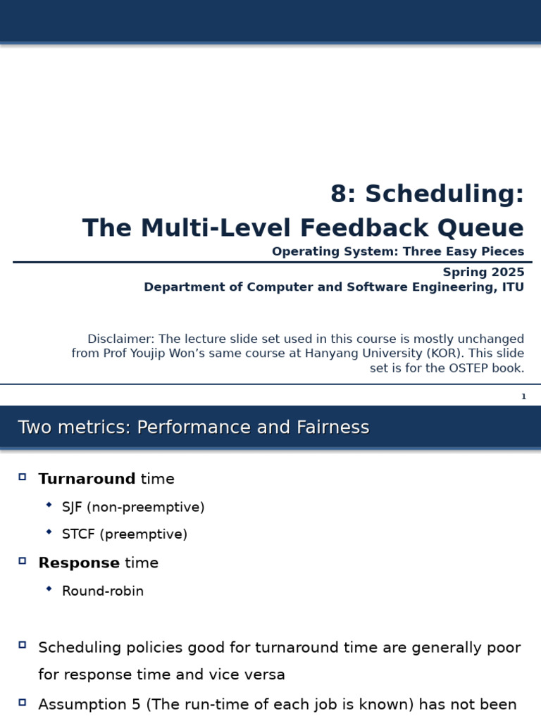 08.scheduling The Multi-Level Feedback Queue | PDF | Scheduling (Computing) | Computer Engineering