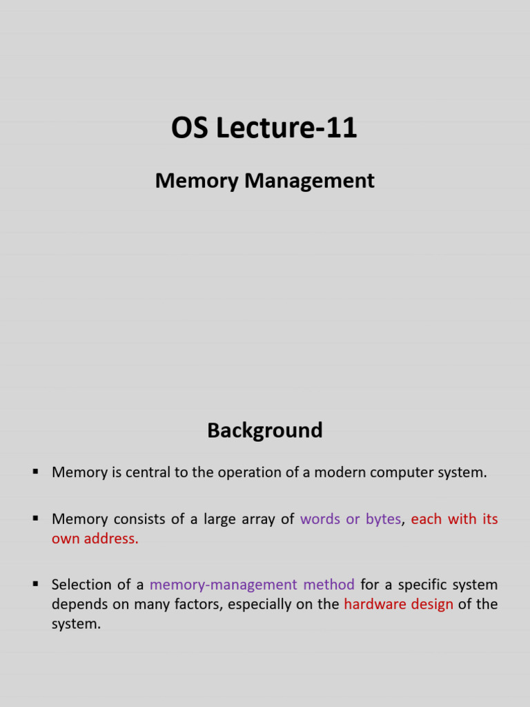 OS Lecture-11 (Memory Management) | PDF | Computer Data Storage | Operating System