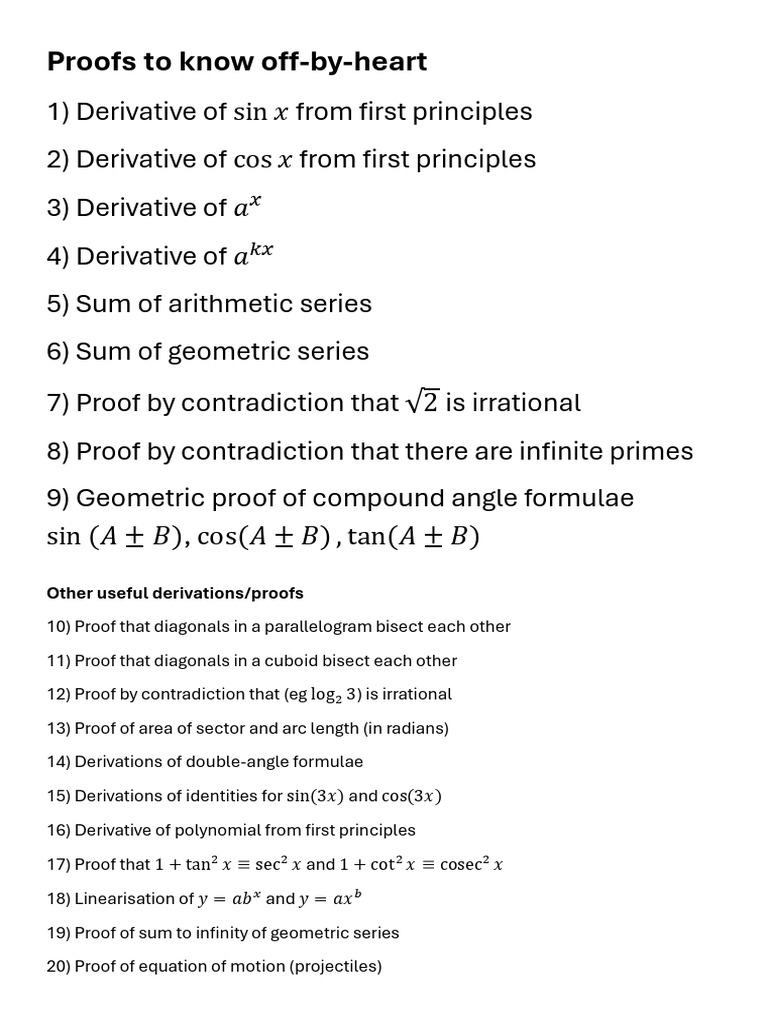 Essential Mathematical Proofs and Derivations | PDF | Prime Number ...