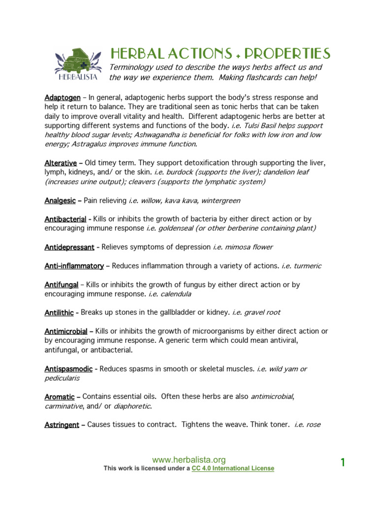 Herbal Actions + Energetics | PDF | Immune System | Liver