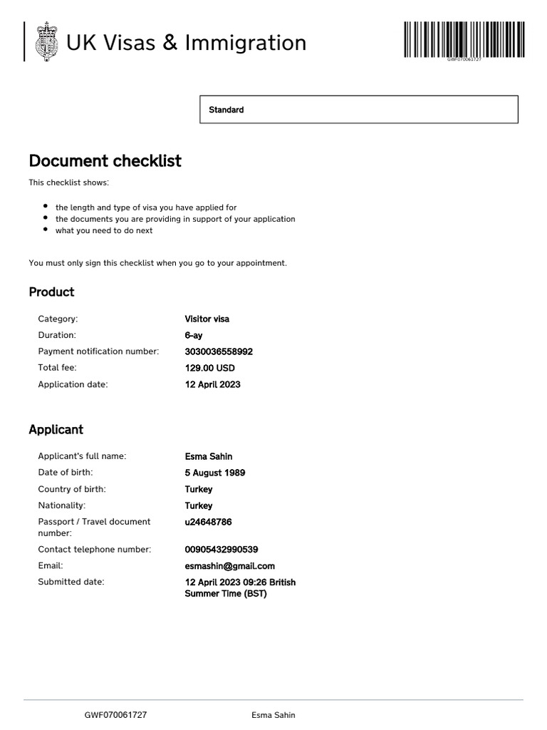Checklist | PDF | Travel Visa | Passport