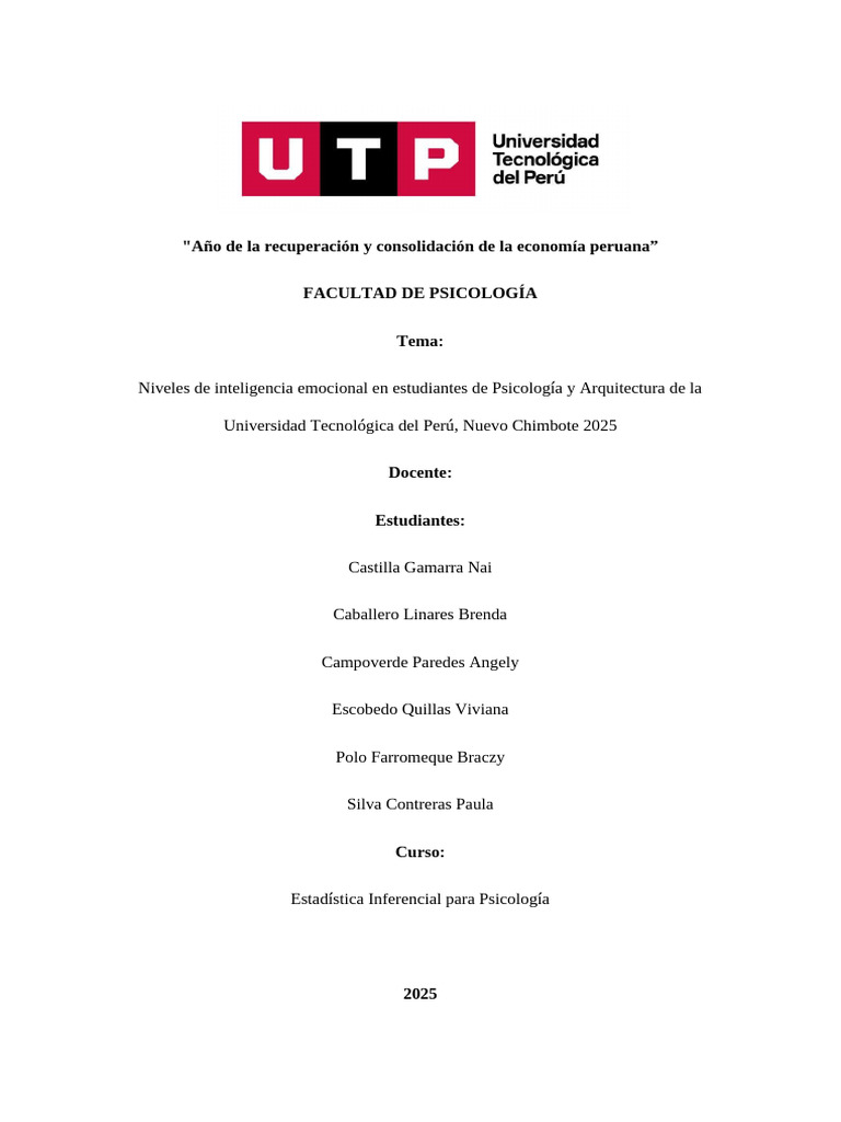 Informe Estadística Inferencial | PDF | Las emociones | Inteligencia