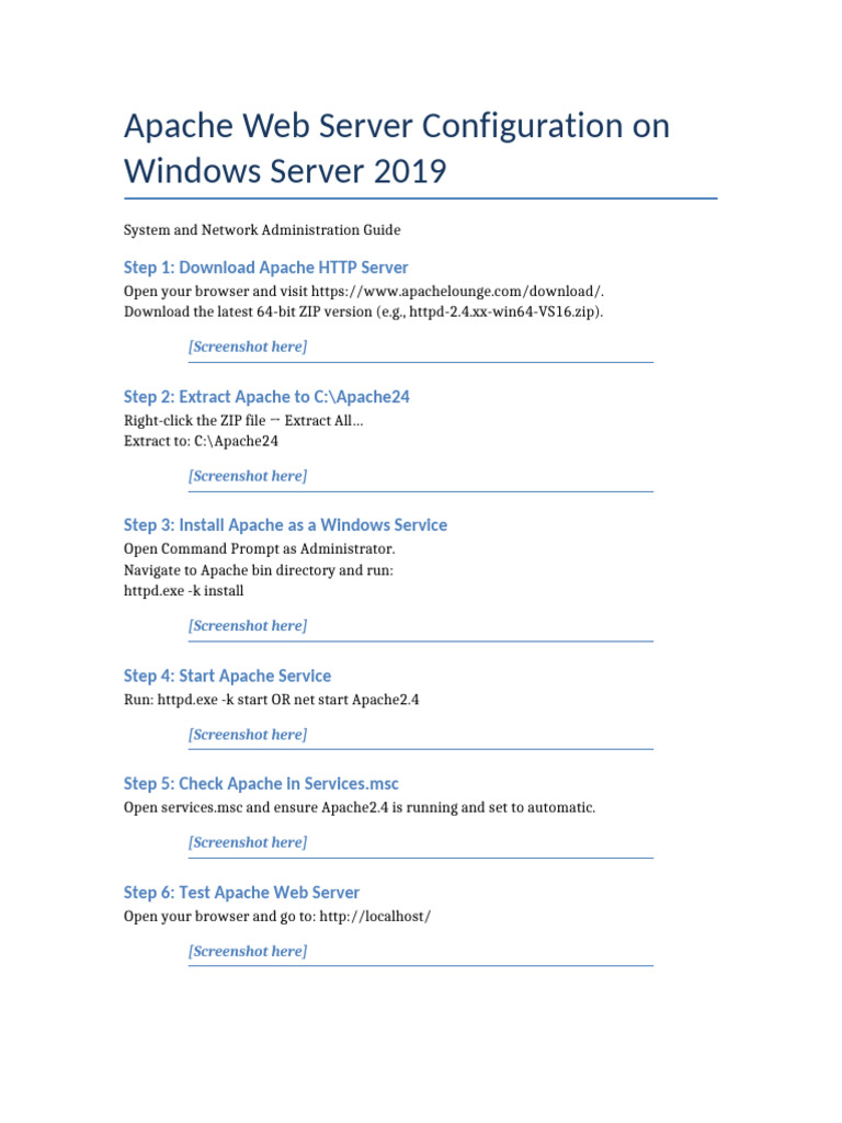 Install Apache Web Server on Windows 2019 | PDF