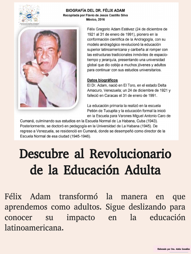 Félix Adam: Pionero de la Andragogía | PDF | Aprendizaje | Educación de ...