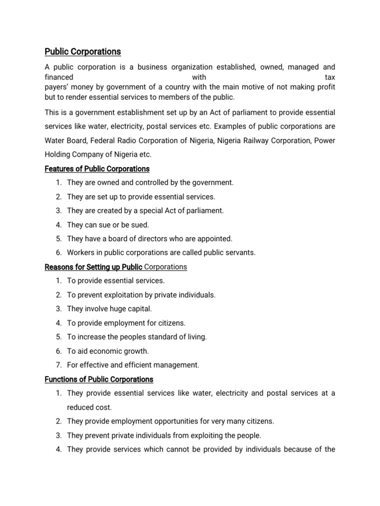 Understanding Public Corporations | PDF