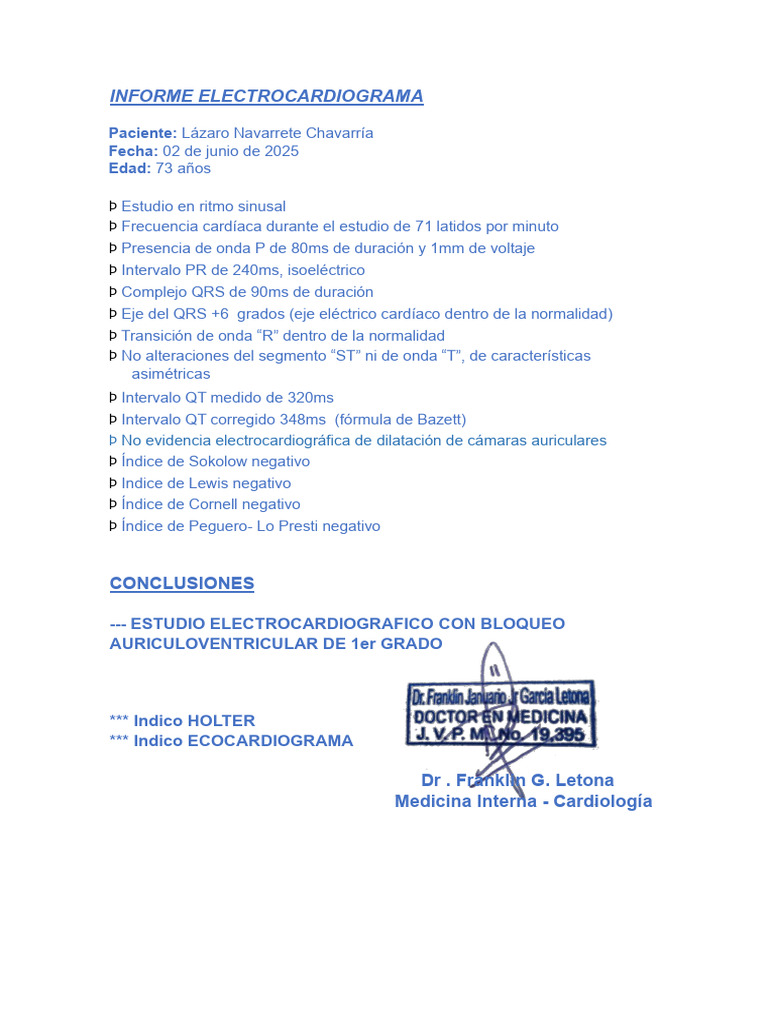Informe Ekg 1 | PDF