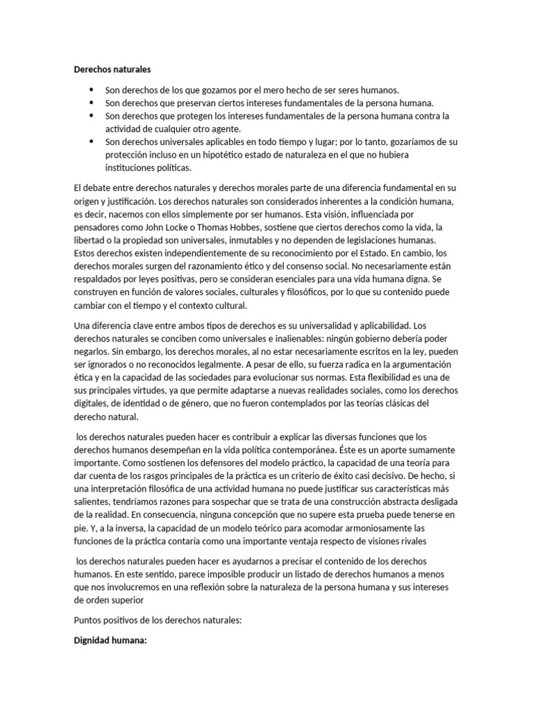 Derechos Naturales-1 | PDF | La Ley natural | Derechos humanos