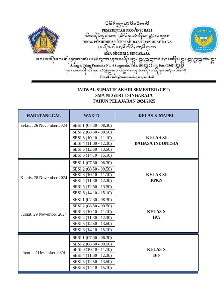 (Revisi) Jadwal SAS | PDF