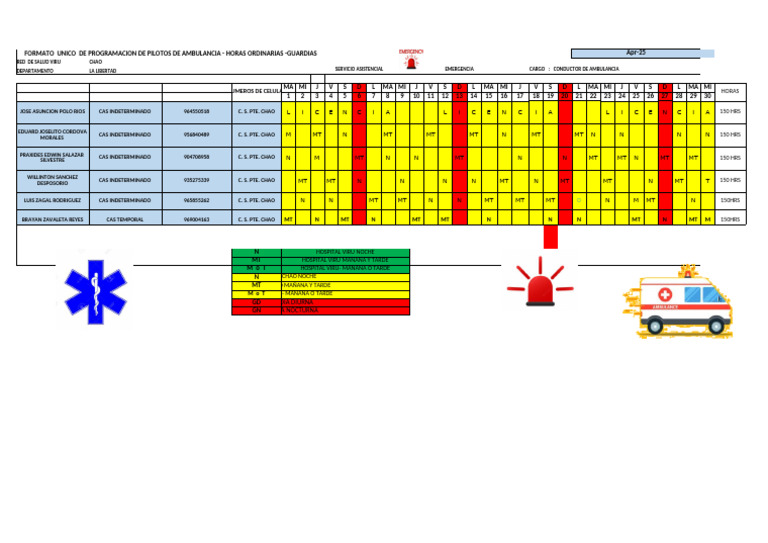 Horario Abril 2025 C. S. Pte. Chao | PDF