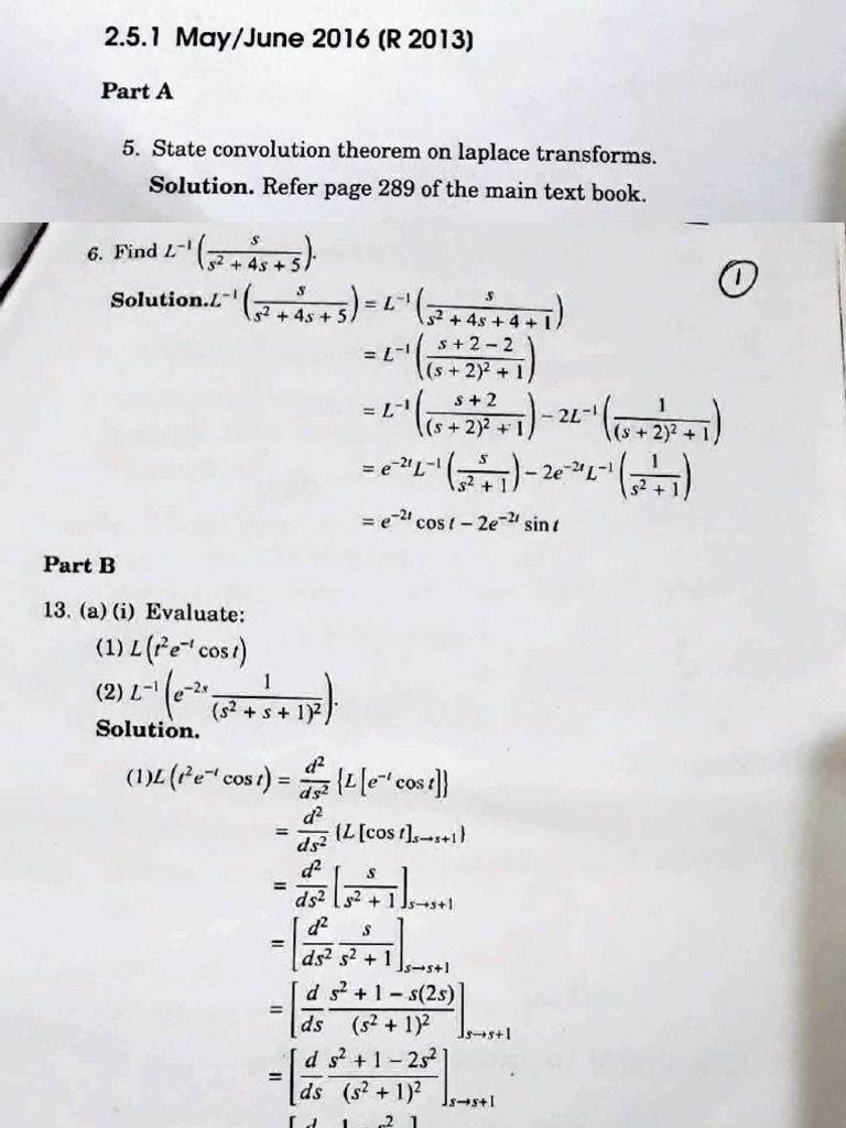 Laplace AU Question With Answer of Part A and Part B - 2 | PDF