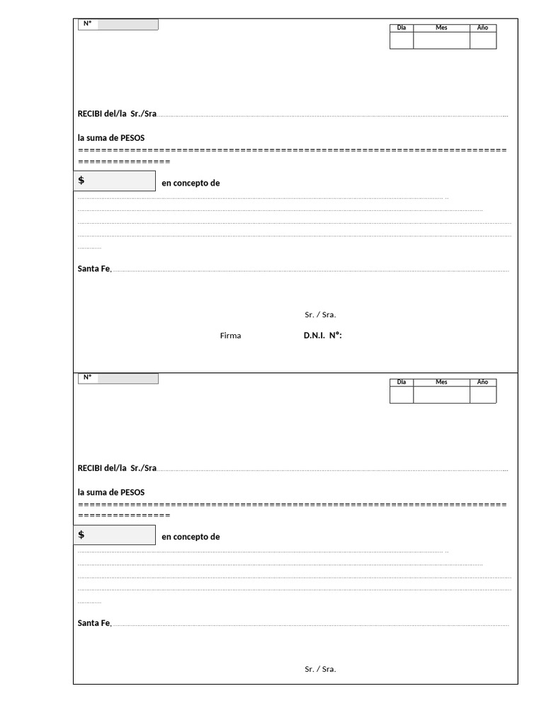 Modelo Recibos Comunes | PDF