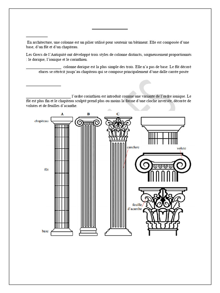 Types de Colonnes | PDF