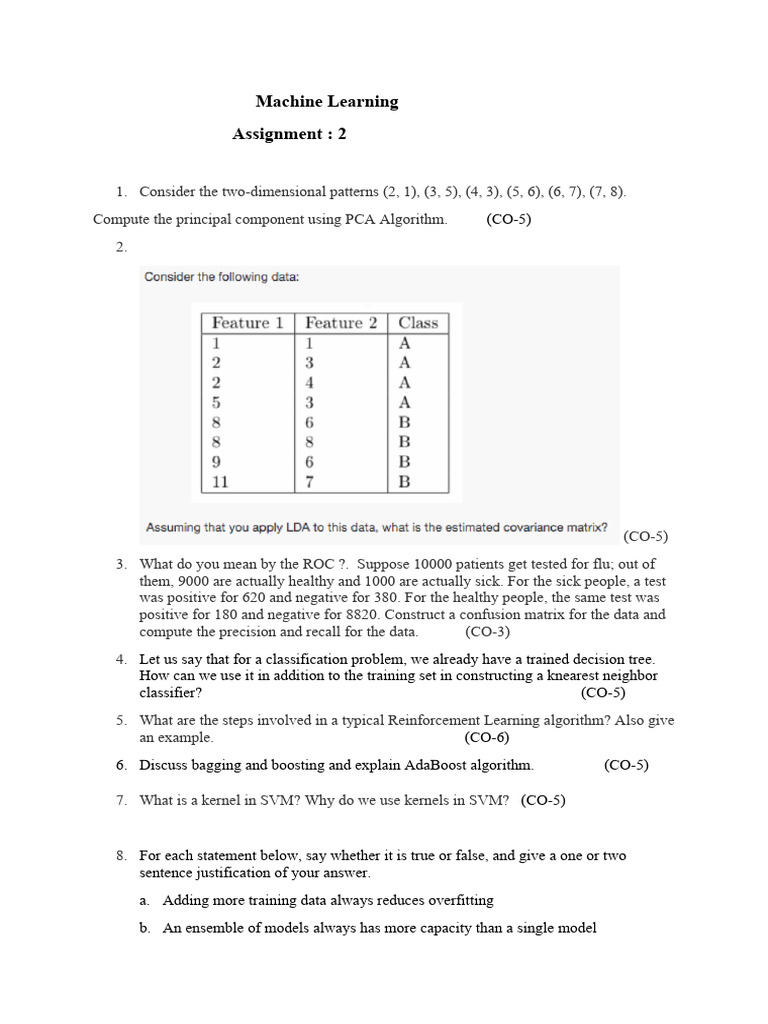 Machine Learning Assignment: 2 | PDF