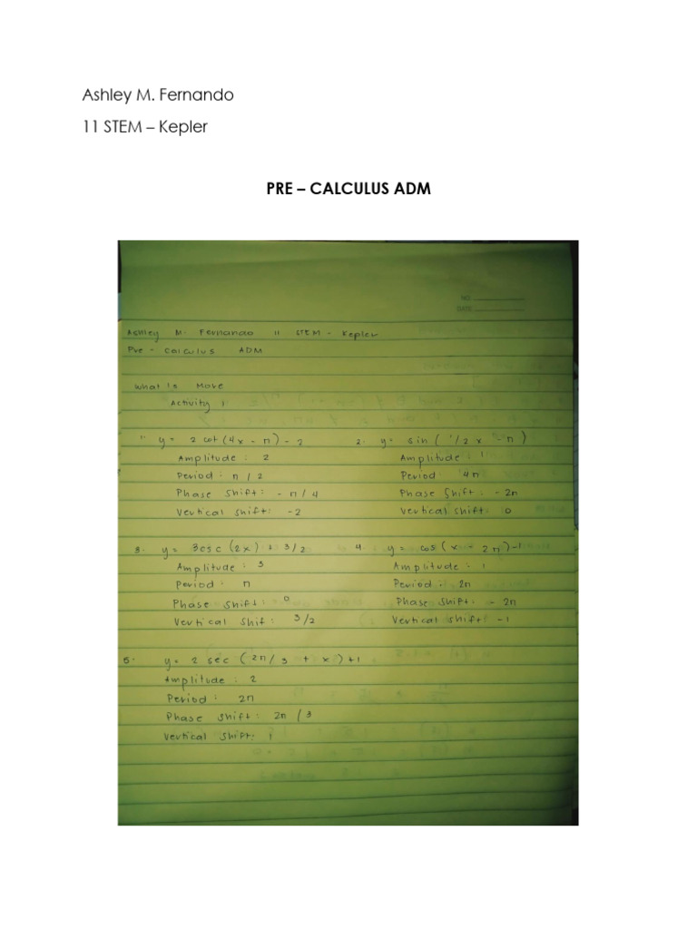 Ashley M. Fernando PRE-CAL ADM - Xyrone Soliman | PDF