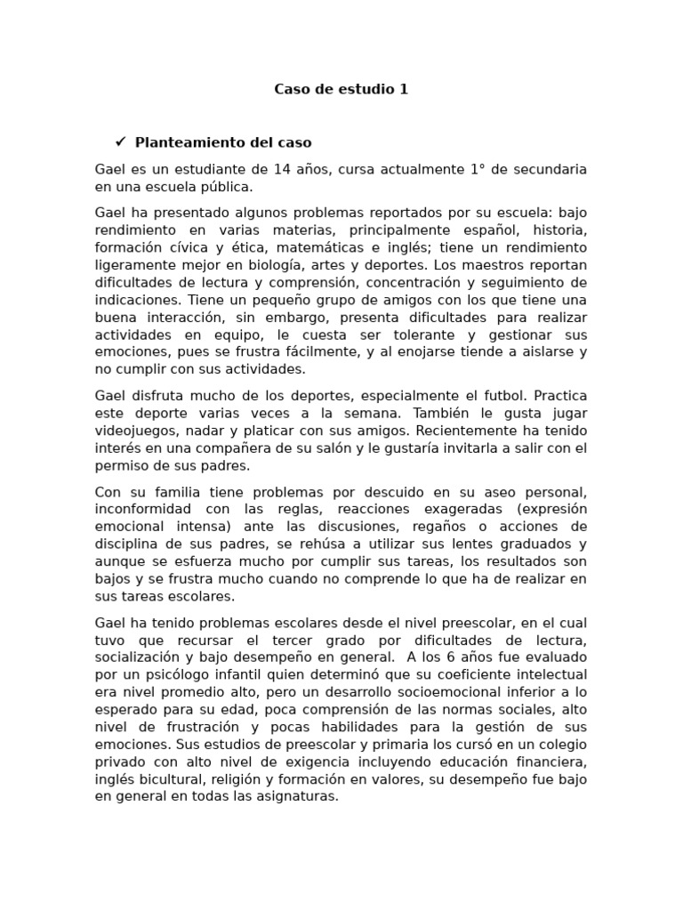Caso de Estudio 1 | PDF | Educación de la primera infancia | Las emociones