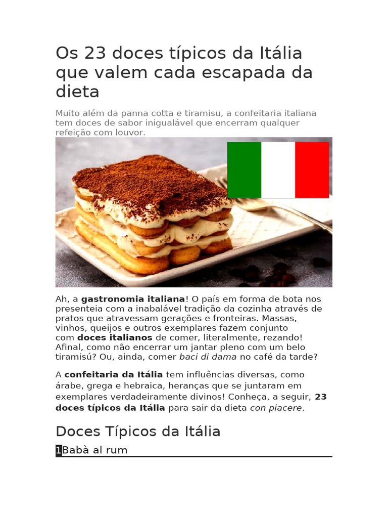 23 Doces Típicos da Itália | PDF | Itália | Creme (gastronomia)