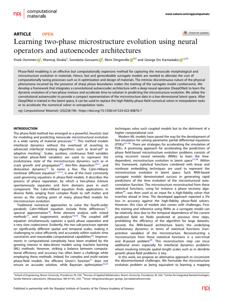 Learning Two-Phase Microstructure Evolution Using Neural Operators and Autoencoder Architectures ...