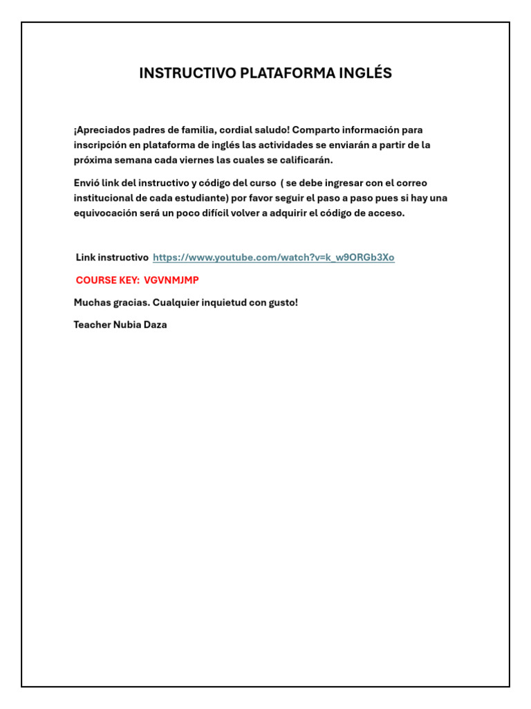 Instructivo Plataforma Ingles 2b | PDF