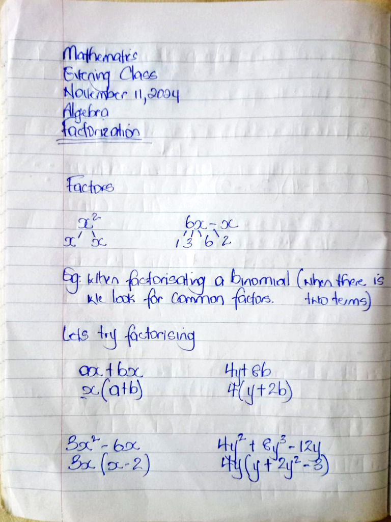 Evening Class 11 Nov 24 Factorization | PDF