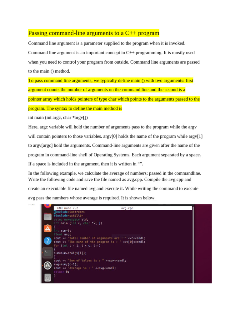Passing Command-line Arguments to a c++ Program | PDF