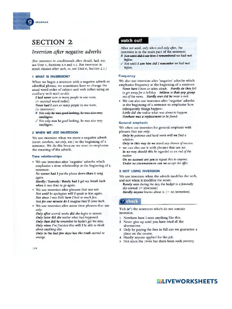 Worksheet INVERSION 1748954 | PDF