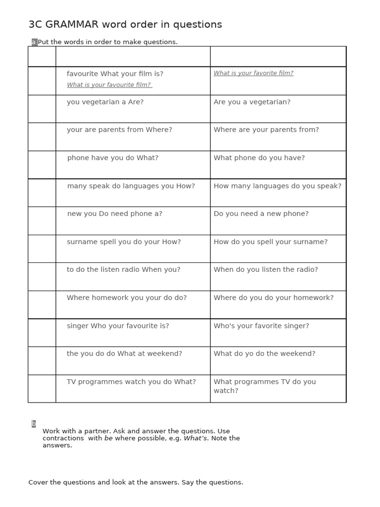 Word Order in English Questions | PDF