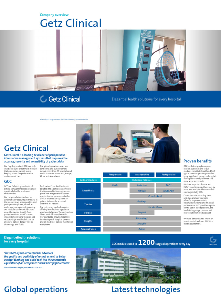 Getz Clinical Company Overview Interactive e Brochure | PDF | Perioperative | Asia