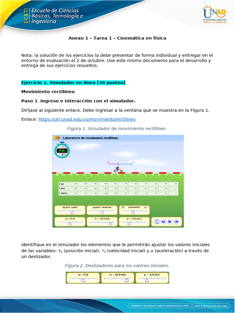 Anexo 1 - Tarea 1 Ejercicios Cinemática | PDF | Pendiente | Velocidad
