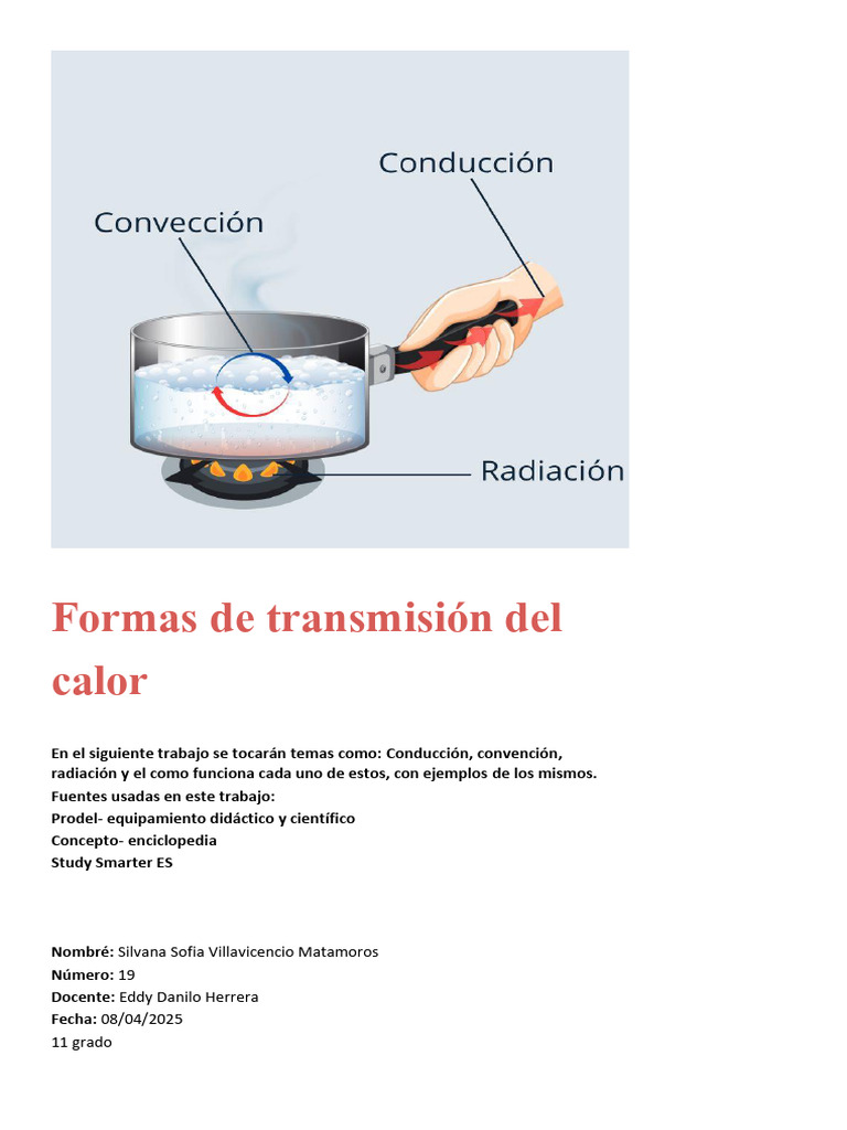 Formas de Transmisión Del: Calor | PDF | Conduccion termica | Calor