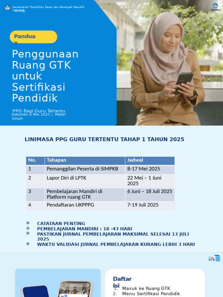Panduan Penggunaan Ruang GTK Untuk Sertifikasi Pendidik 2025 - Admin IT LPTK | PDF