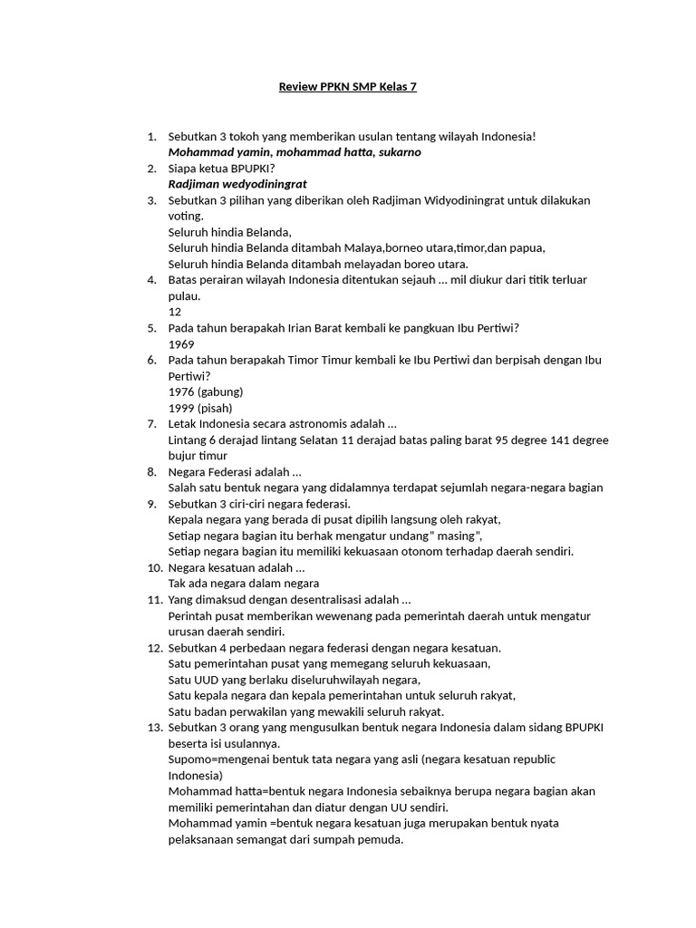 Review PPKN SMP Kelas 7 | PDF