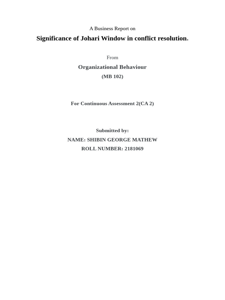 Shibin George Mathew - MB102 | PDF | Conflict Resolution | Communication