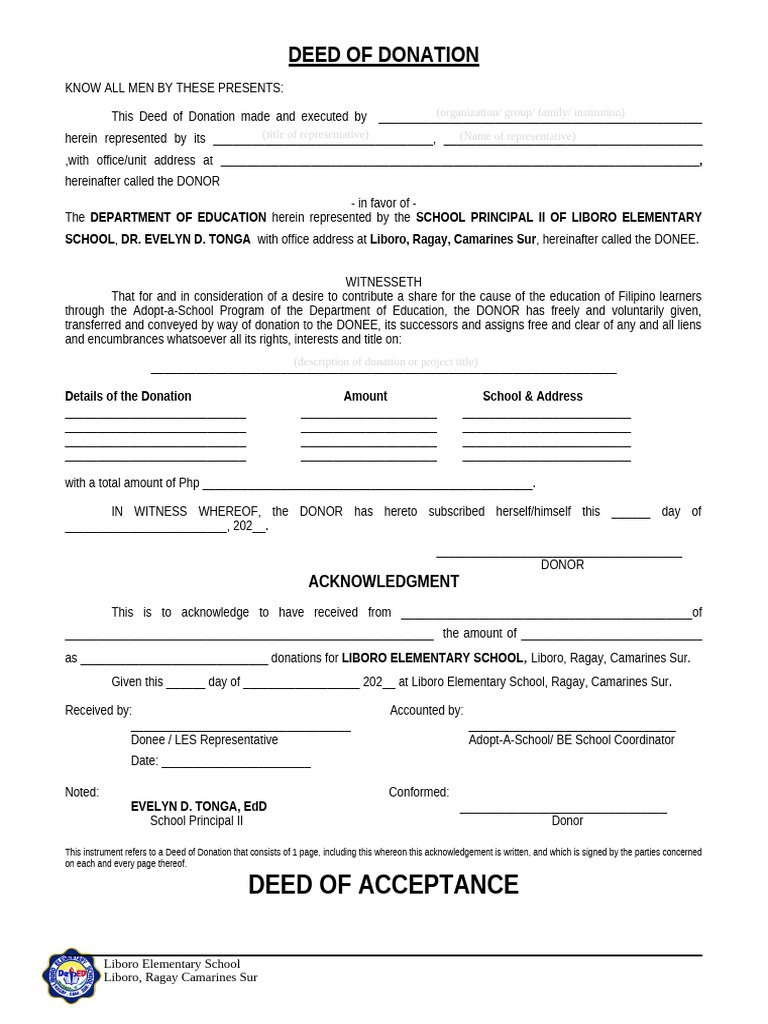 Deed of Donation and Acceptance | PDF | Common Law | Natural Resources Law