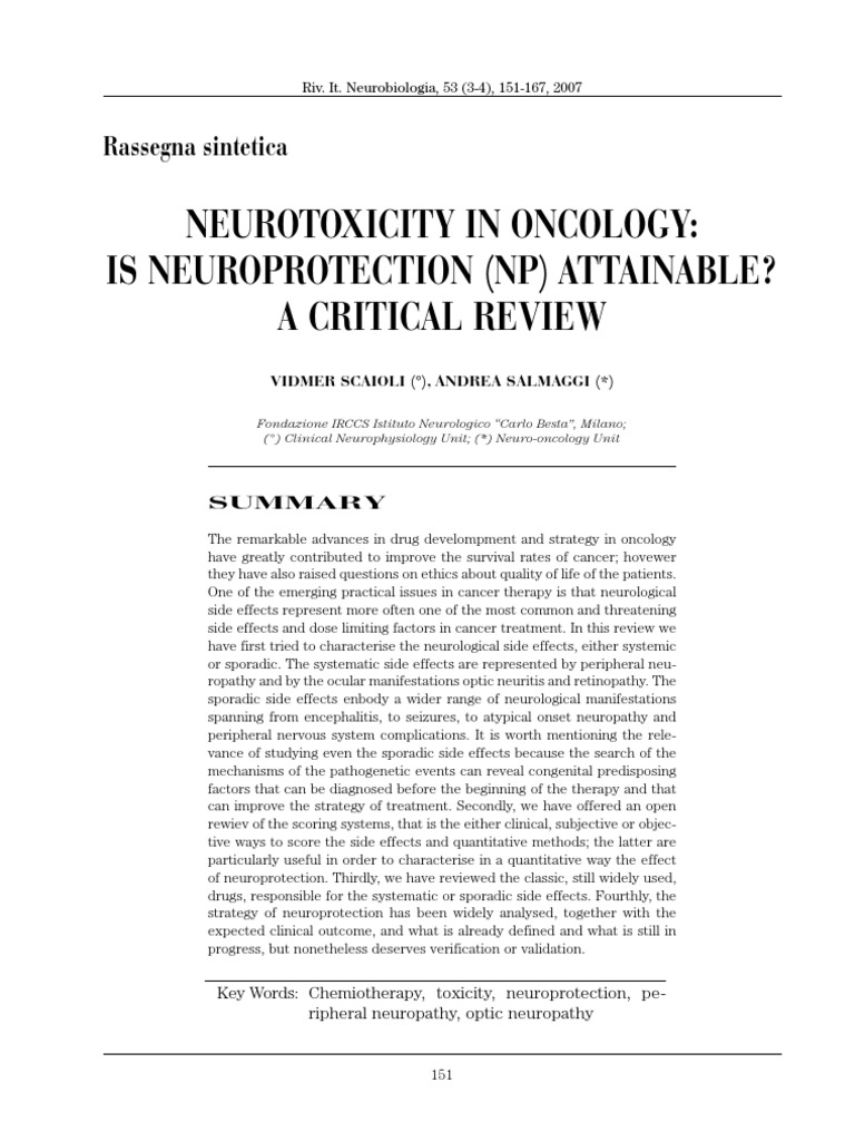Neurotoxicity in Cancer Treatment | PDF | Chemotherapy | Peripheral ...