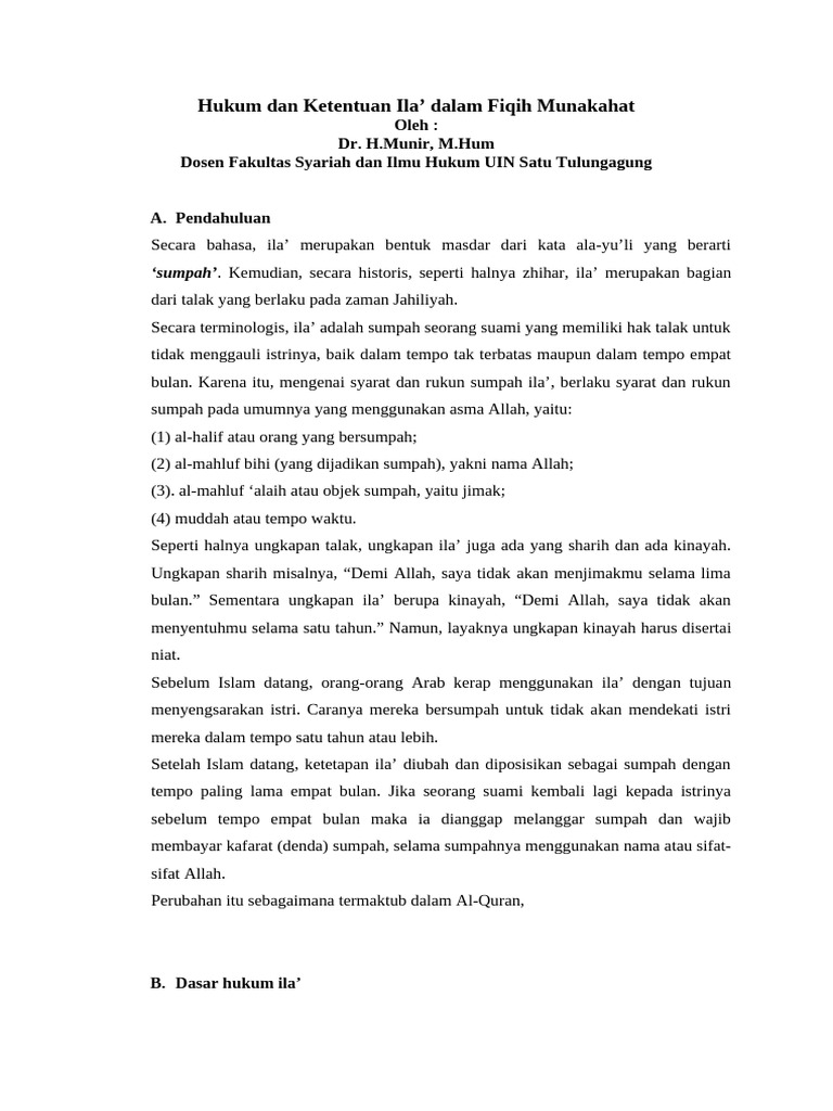 Hukum Dan Ketentuan Ila Menurut Fikih Munakahat | PDF