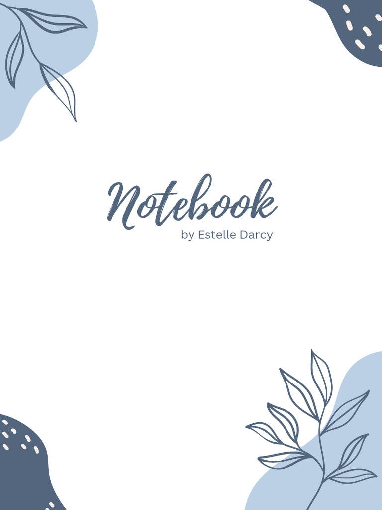 Blue Simple Aesthetic Floral Notebook Cover Page A4 PDF | PDF
