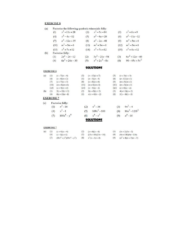 Grade 10 - Quadratic Factorization | PDF