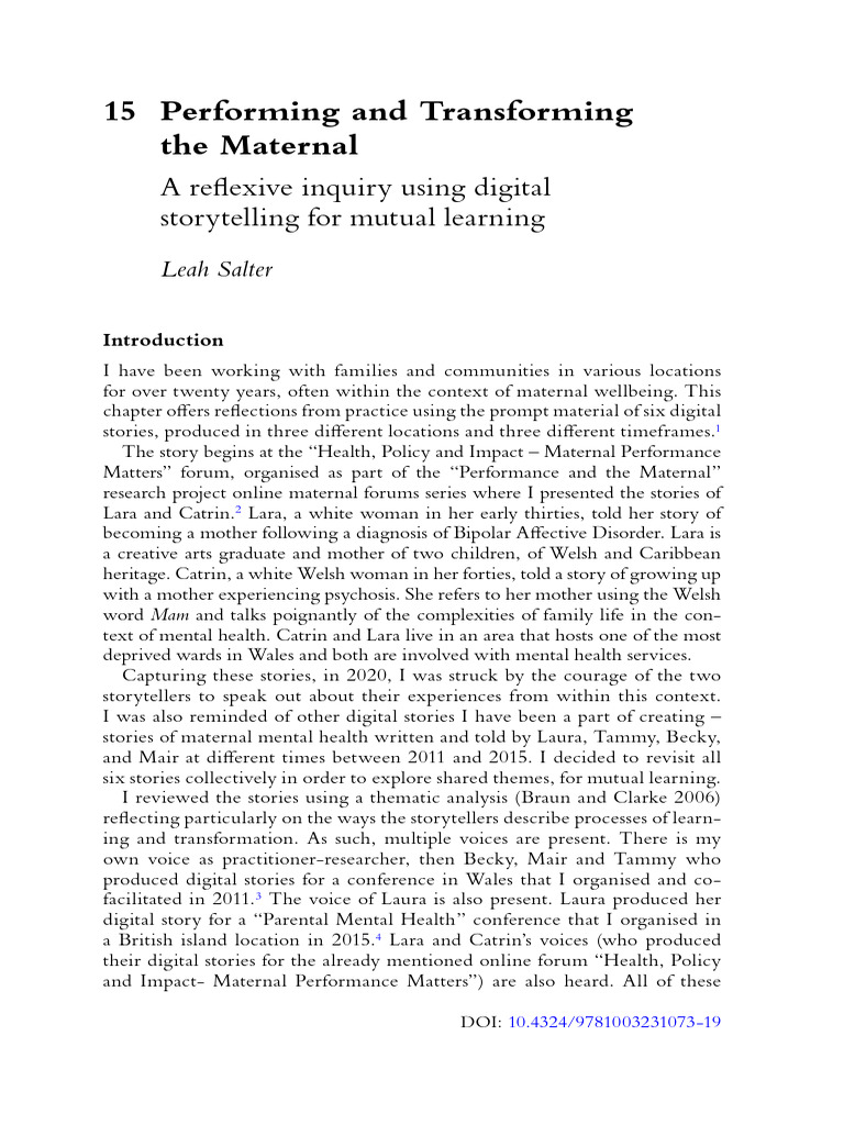Digital Storytelling in Maternal Wellbeing | PDF | Storytelling ...