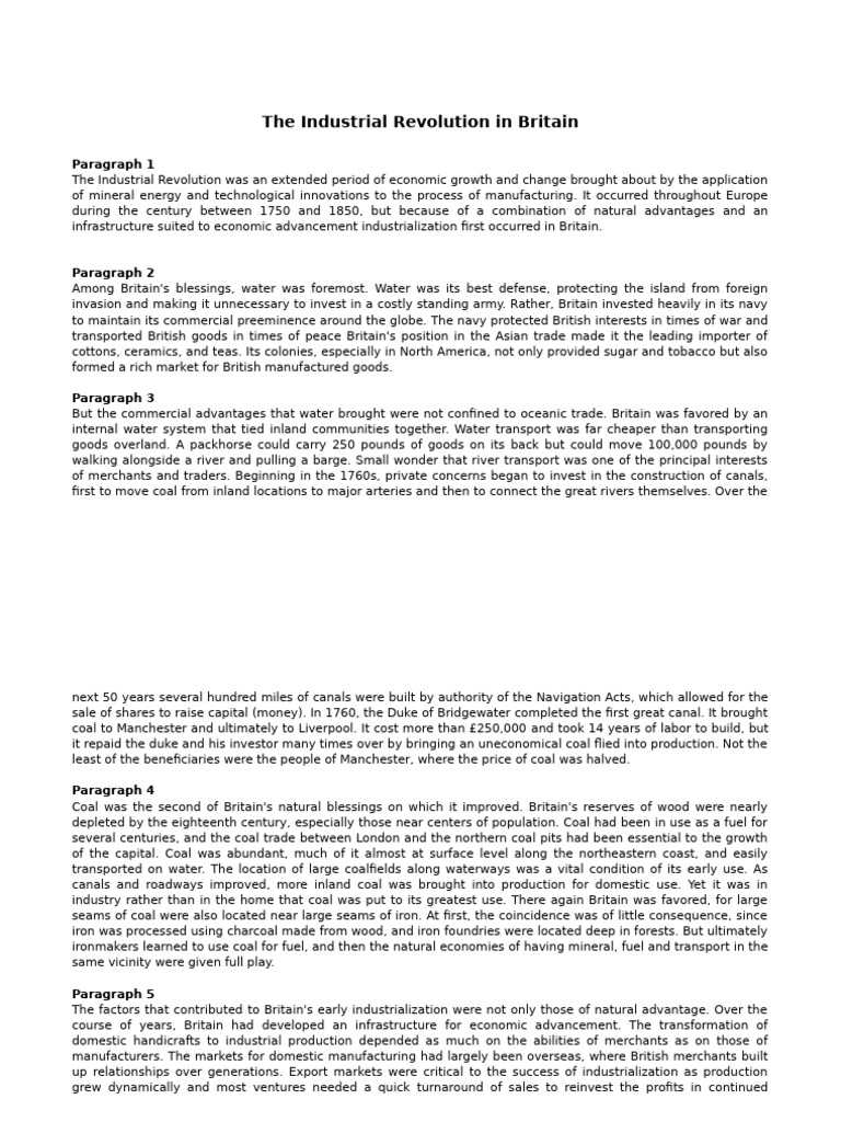 The Industrial Revolution in Britain | PDF | Canal | Coal