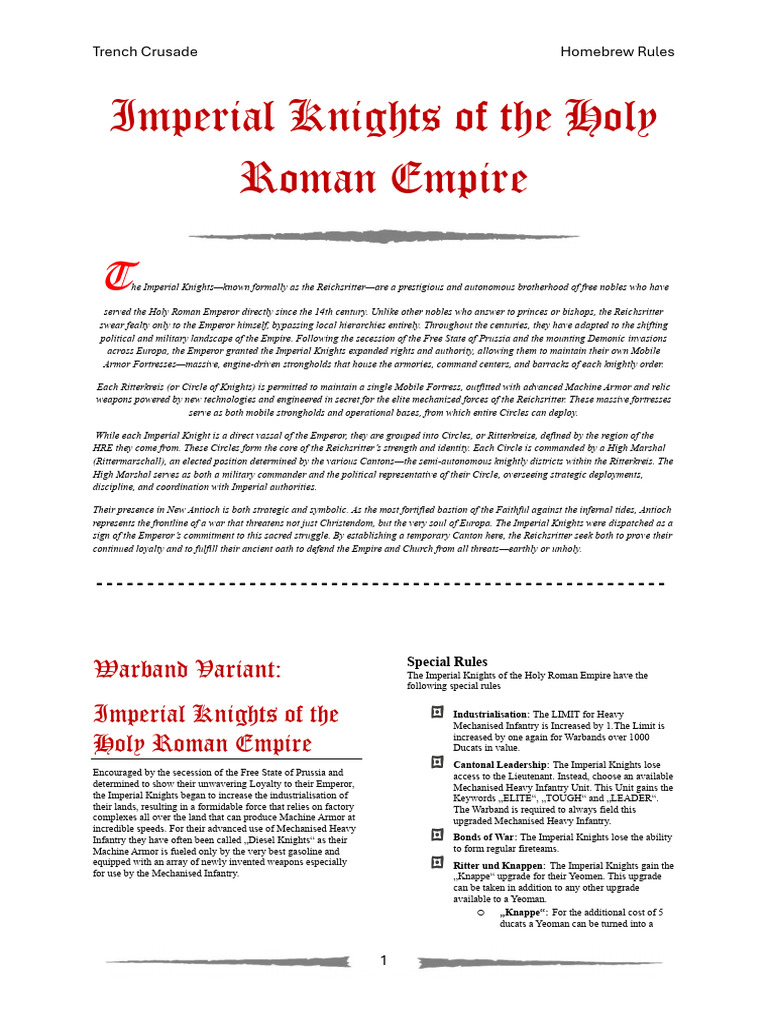 Imperial Knights of The Holy Roman Empire | PDF | Holy Roman Empire ...
